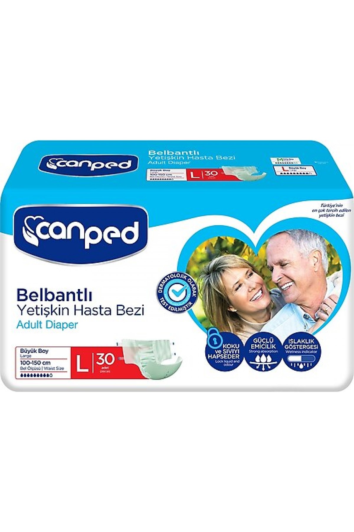 Canped Belbantlı Polietilenli Hasta Bezi L (Büyük) 30 lu